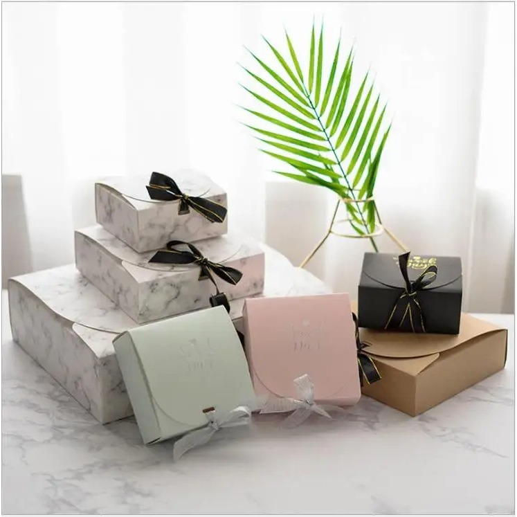 Foldable Craft Gift Box With Ribbon | Portable Square Gift Box For ...