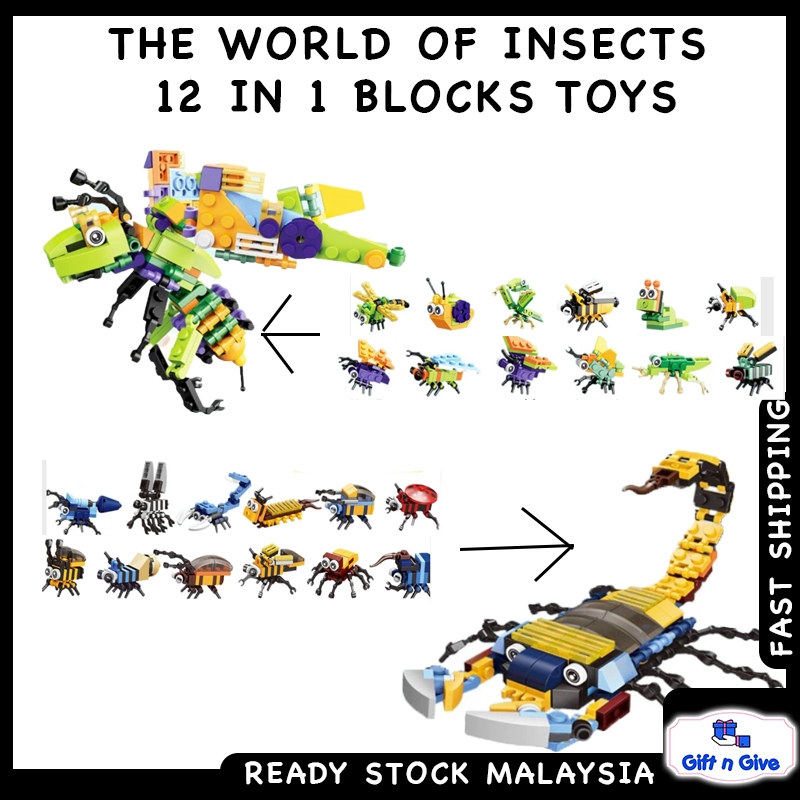 The World of Insects 12 in 1 Scorpion King Wild Queen Bee Building ...