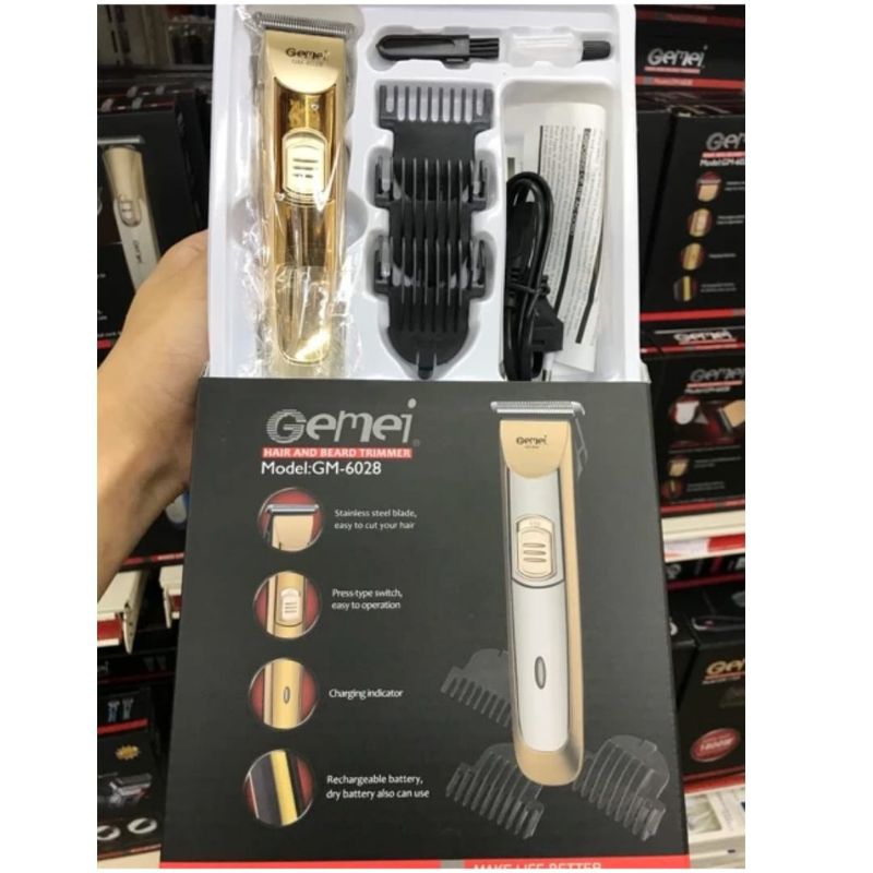 Geemy GM-6028 professional rechargeable hair clipper and beard trimmer full set | Shopee Malaysia