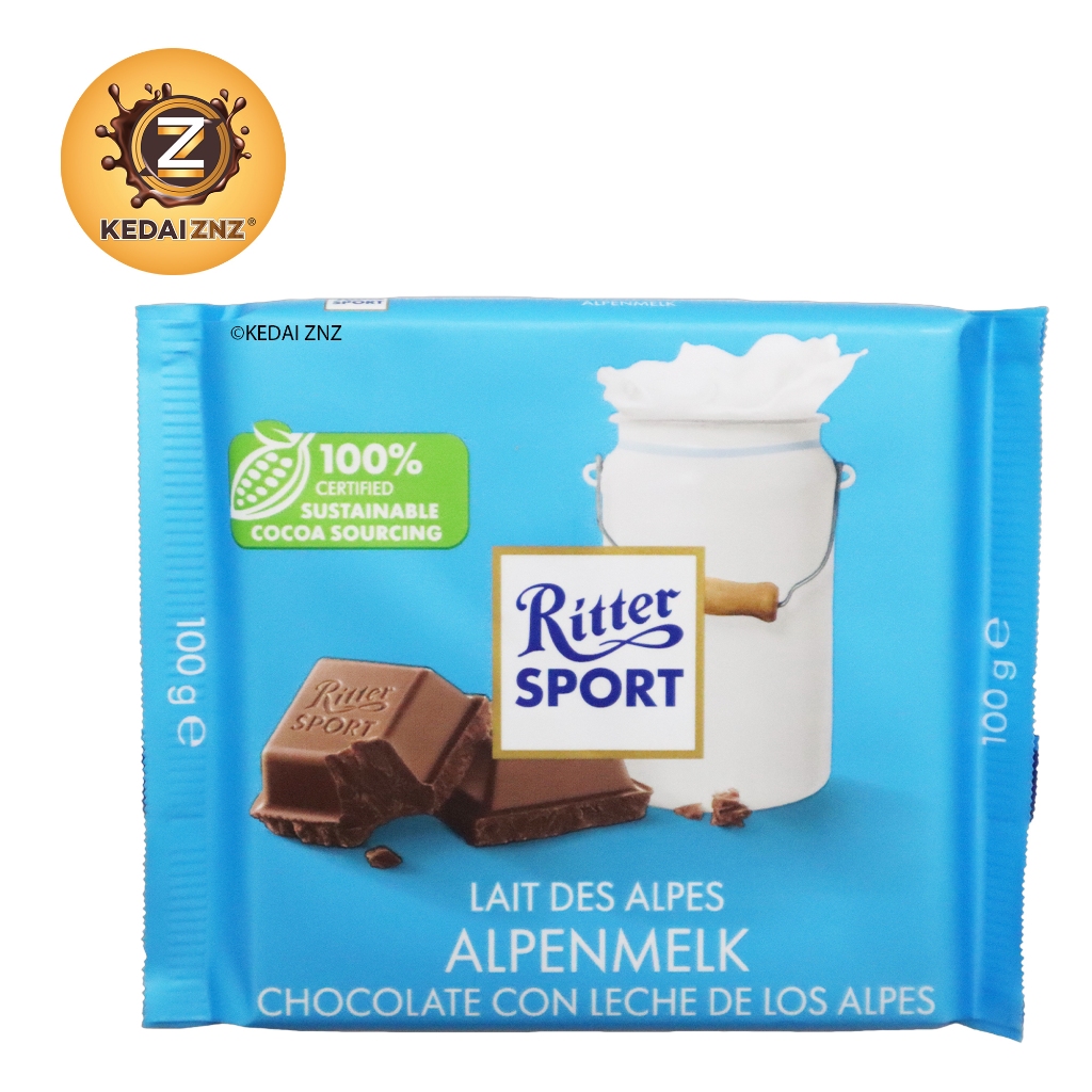 Chocolate Ritter SPORT ALPINE MILK CHOCOLATE Bar 100g Coklat | Shopee ...