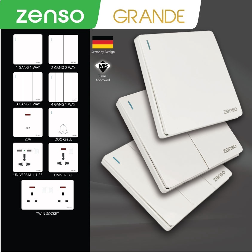 ZENSO GRANDE SERIES SWITCH & SOCKET -WHITE | Shopee Malaysia