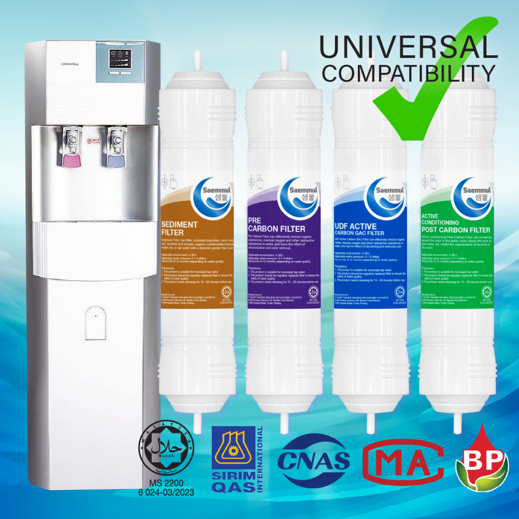 SAEMMUL 11”I MINERAL WATER FILTER SET 4 STAGE HALAL COMPATIBLE FOR COWAY CORE, METRO, CORE PLUS ...
