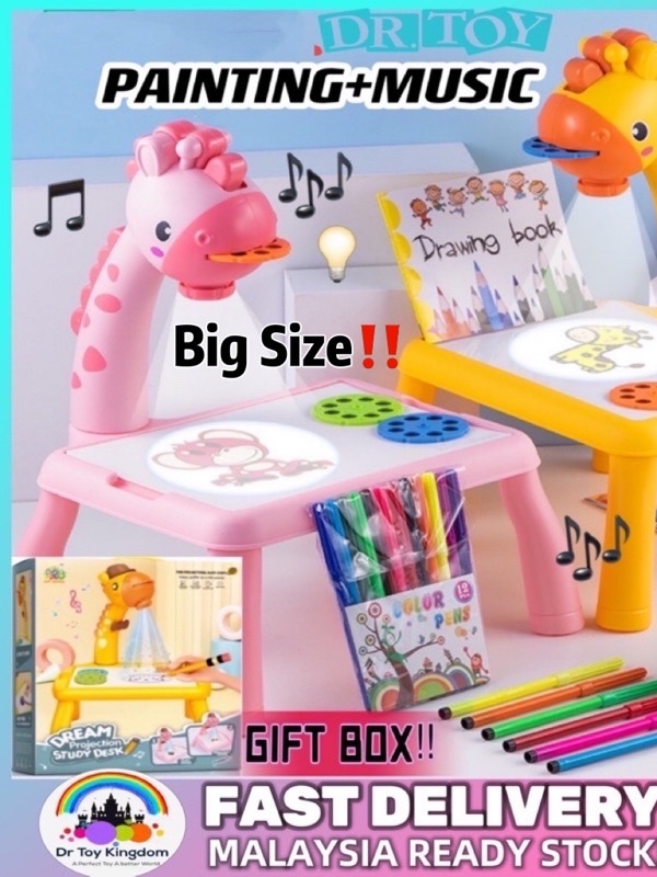 Kids Musical Projector Drawing Table (38CM x 30CM) Baby Art Learning ...