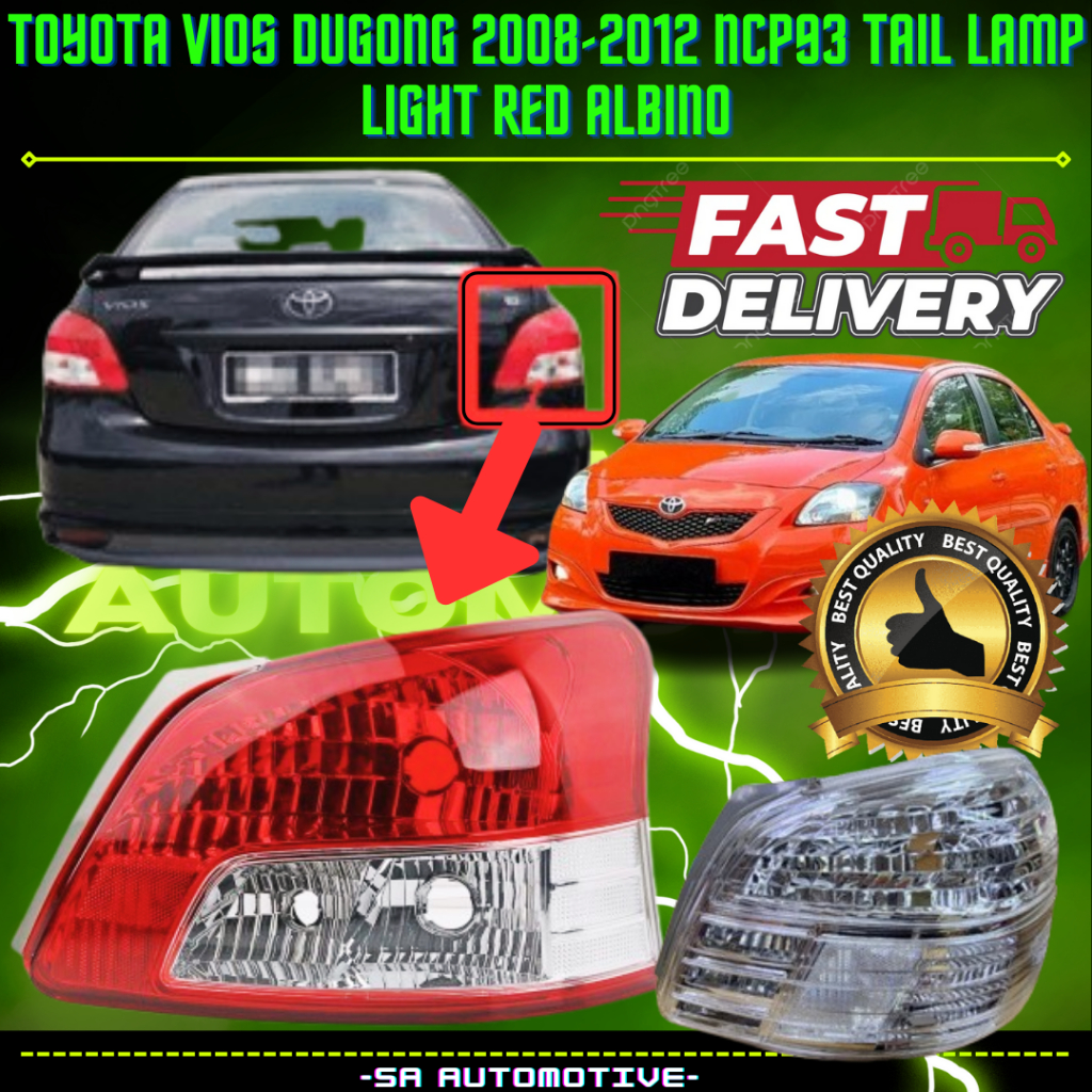 TOYOTA VIOS DUGONG 2008-2012 NCP93 TAIL LAMP LIGHT RED ALBINO | Shopee ...