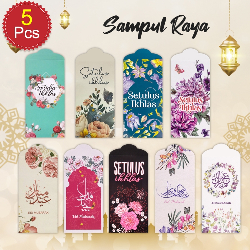 (5 Pcs) Sampul Duit Raya Corak Bunga Exclusive Floral Koleksi (9 ...
