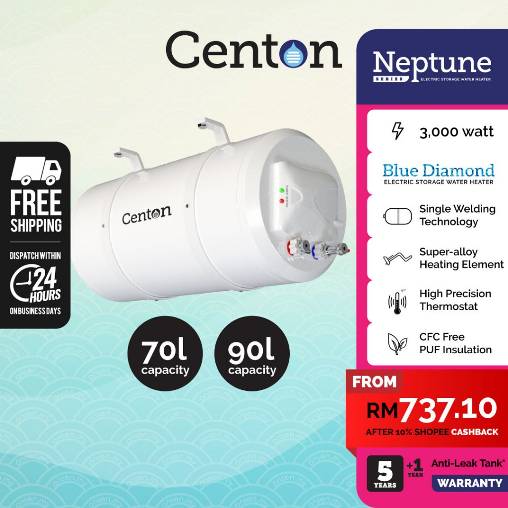 CENTON Multipoint Storage Water Heater - Neptune Series (70 & 90 Liters ...