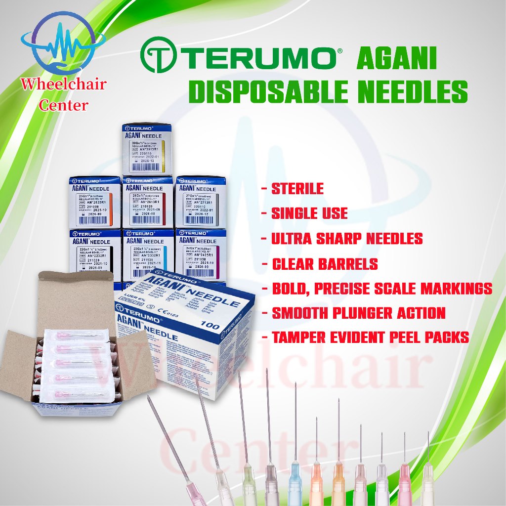 Terumo AGANI Disposable Needle 18G/ 20G/ 21G/ 22G/ 23G/ 24G/ 25G/ 26G ...