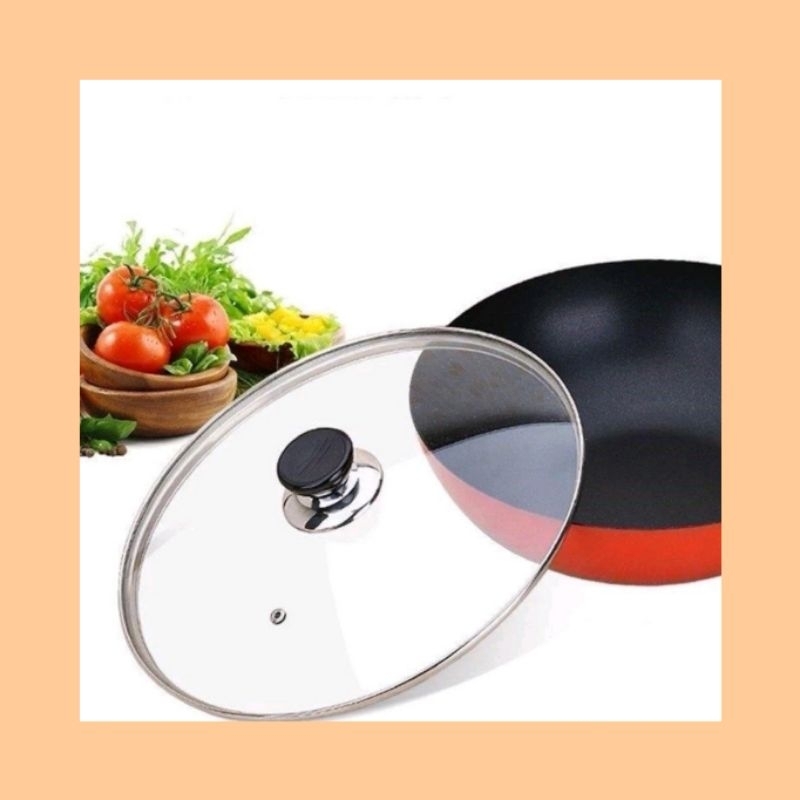 [Ready Stock] HICOOK Tempered Glass Lid Frying Pan Cover Wok Cover Pot ...
