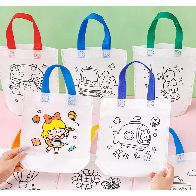 DIY Bag Colouring Bag Kid Learning Graffiti Creative Drawing Eco Bag ...