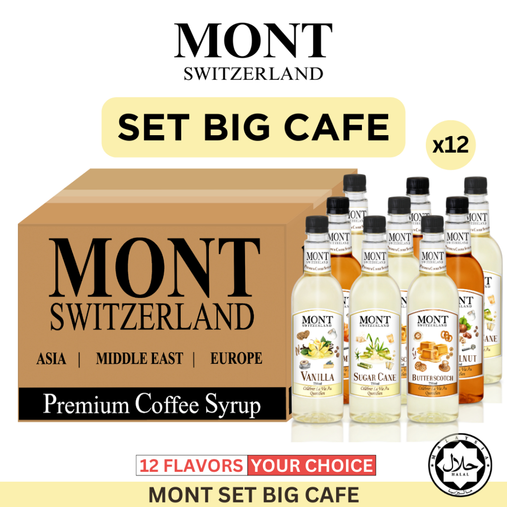 1 BIG Carton Mont Switzerland Flavor Syrup (1 Carton 12 bottles) 750ml ...