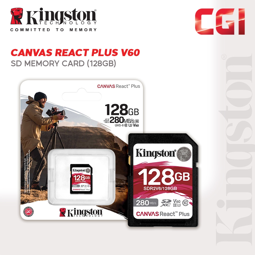 Kingston 128GB Canvas React Plus V60 UHS-II SD Memory Card - SDR2V6/128GB | Shopee Malaysia