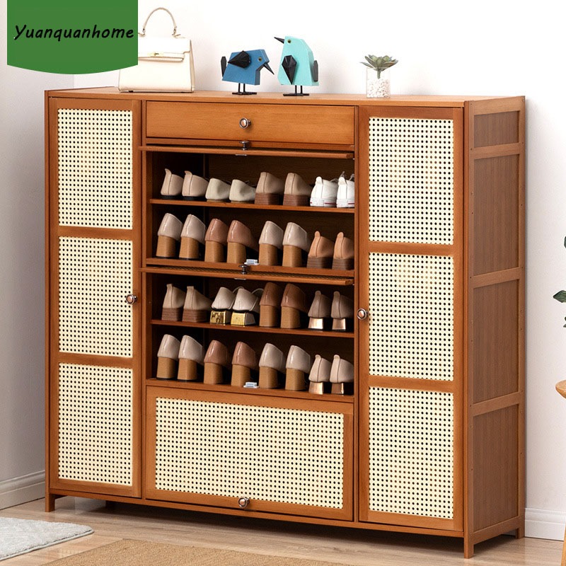Shoes Cabinet with Door Outdoor shoe rack simple Bamboo large capacity ...