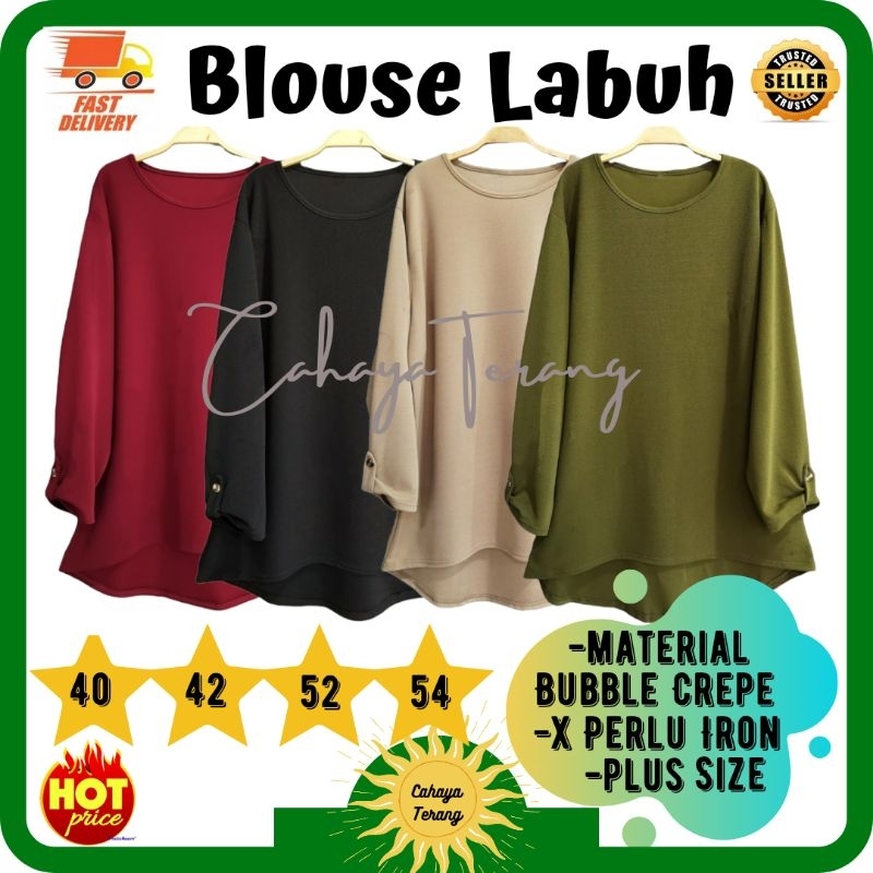 (READY STOCK)BLOUSE MUSLIMAH 40,42,52,54 PLUSSIZE WOMEN BLOUSE LABUH BAJU PEREMPUAN | Shopee ...