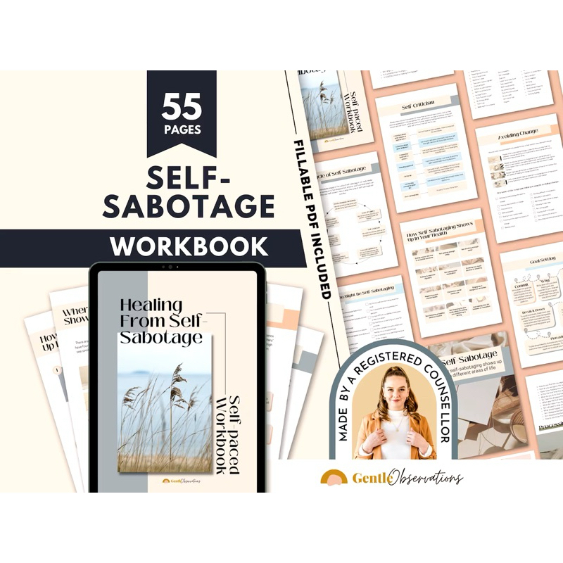 Self Sabotage Workbook, Inner Critic Worksheets for Adults,Self-love ...