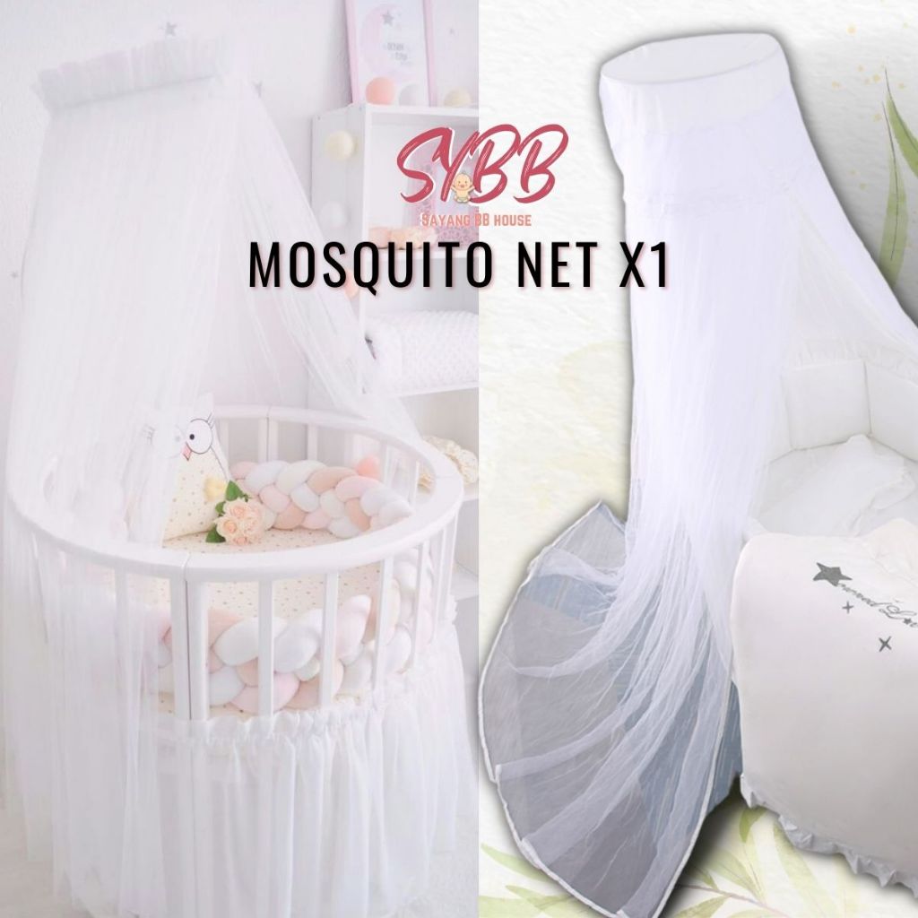 Full White Premium Mosquito Net Baby Cot Metal Clamp Frame Insect Cover ...
