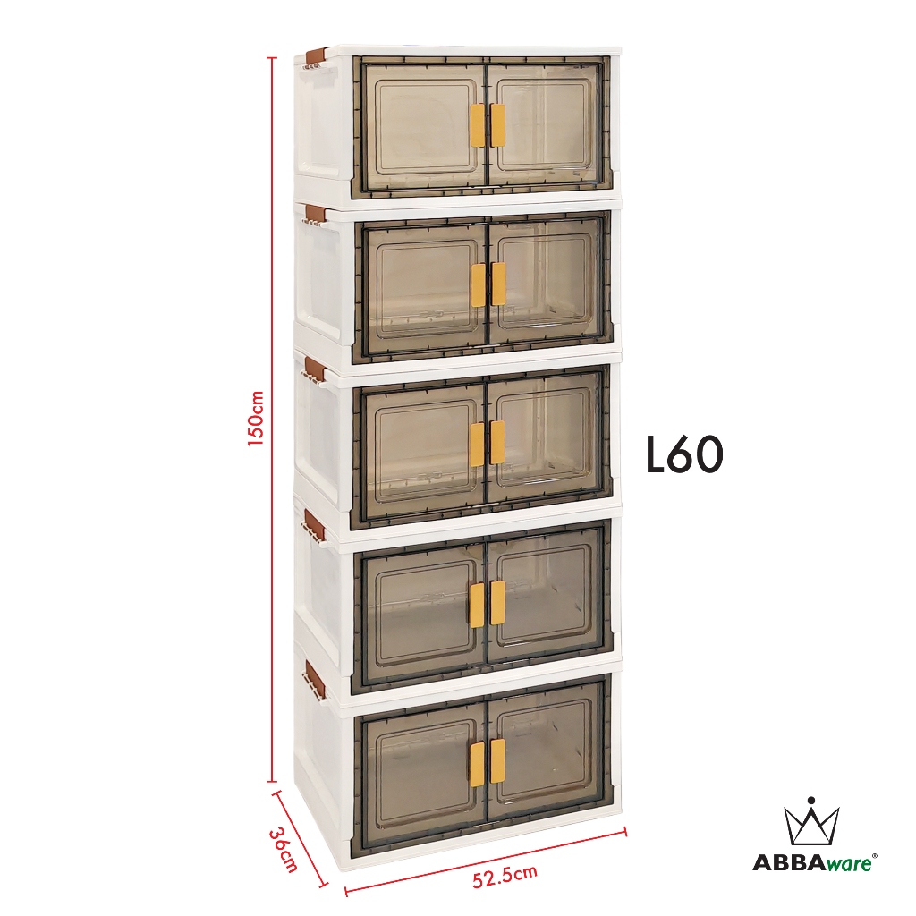 ABBAware 1/2/3/4/5 Layers Twin Doors Storage Cabinet / Stackable Foldable Storage Box with lid ...