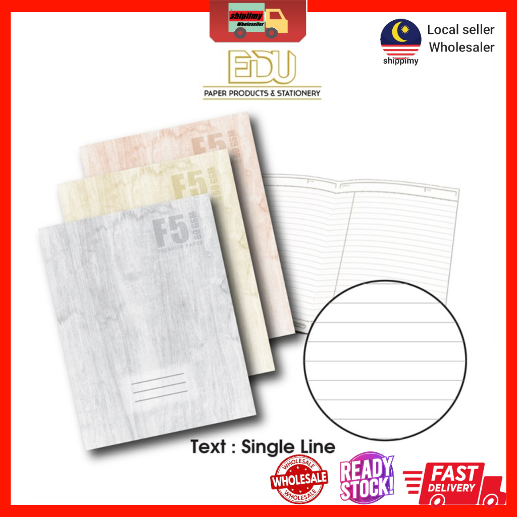 EDU Paper Softcover Notebook F5 EXERCISE BOOK Buku Nota Tulis 80gsm 80 ...