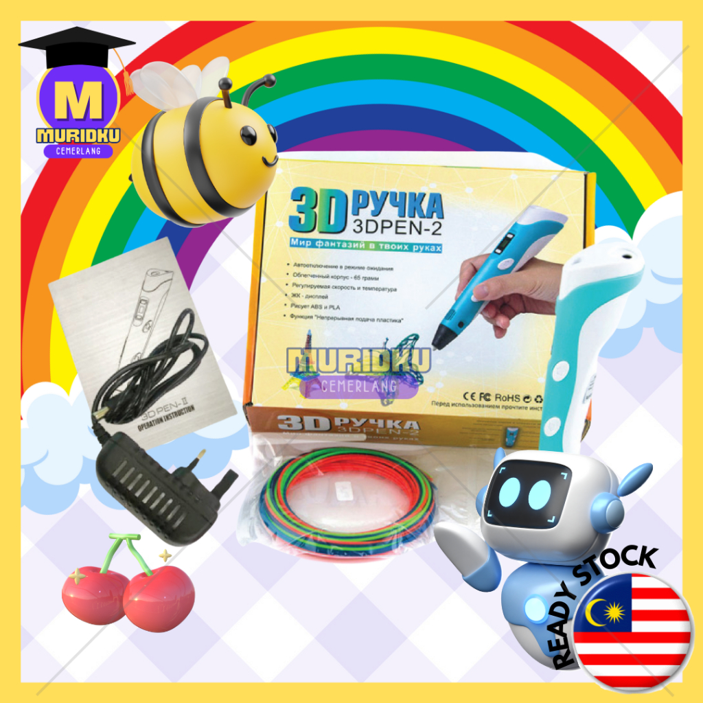 Pen 3D FILAMEN PLA Printing Doodle Arts Craft Drawing USB Pen Set LCD ...
