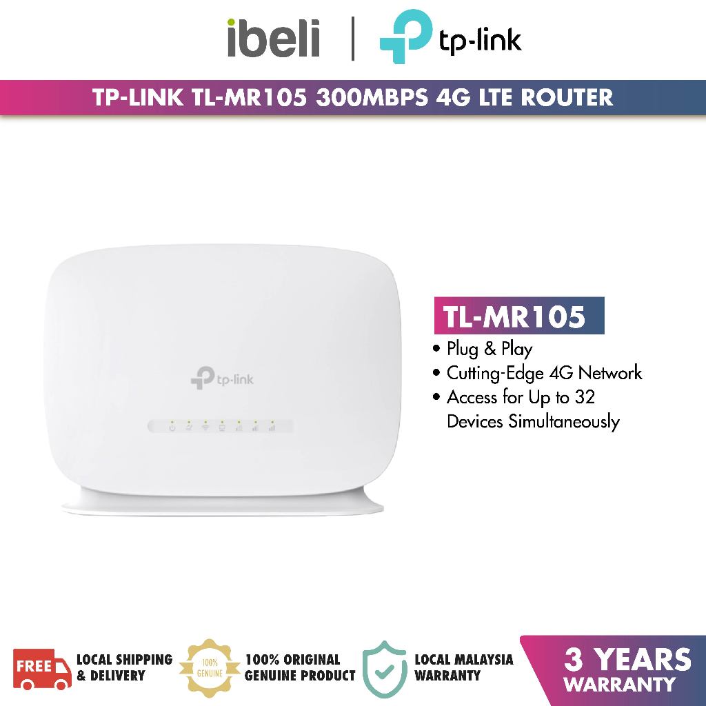 TP-Link TL-MR105 300Mbps Wireless N 4G LTE Router Sim Card Modem Wi-Fi ...