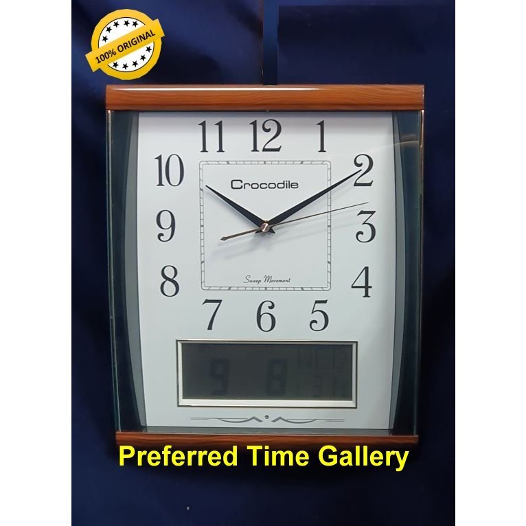 (Clock) 100% ORIGINAL Crocodile Wall Clock CWD0527AMKS LCD Display ...