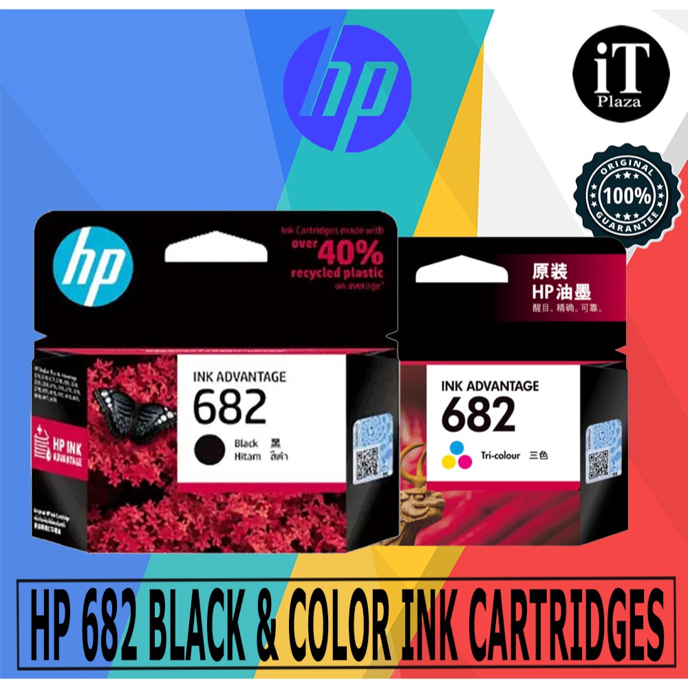 HP 682 BLACK / COLOR INK CARTRIDGES [ 100% ORIGINAL ] | Shopee Malaysia