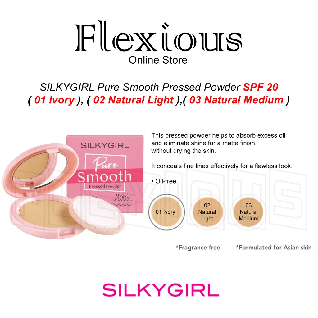 *SILKYGIRL* Pure Smooth Pressed Powder SPF 20 ( 01 Ivory ), ( 02 ...
