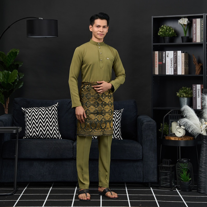 BAJU MELAYU SLIM FIT KEEK COLLECTION : olive green | Shopee Malaysia