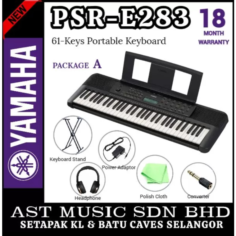 Yamaha PSR-E283 61-Keys Portable Keyboard (psre283) – Package A ...