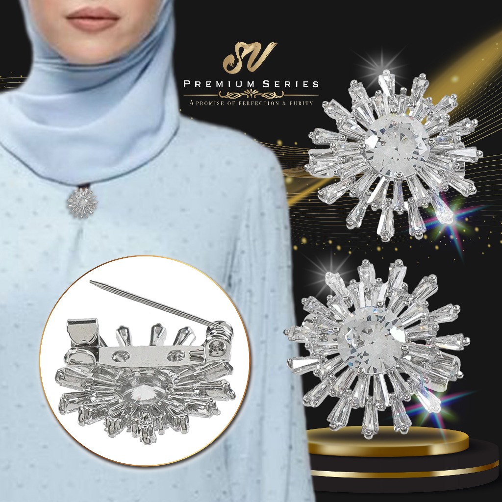 Sv Premium Kerongsang Tudung Pin Tudung Zircon Brooch Bahu Shawl Bawal ...