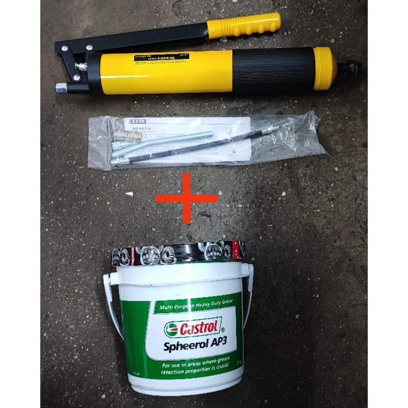 Castrol spheerol AP3 heavy duty grease 2kg + grease gun combo set(100% ...