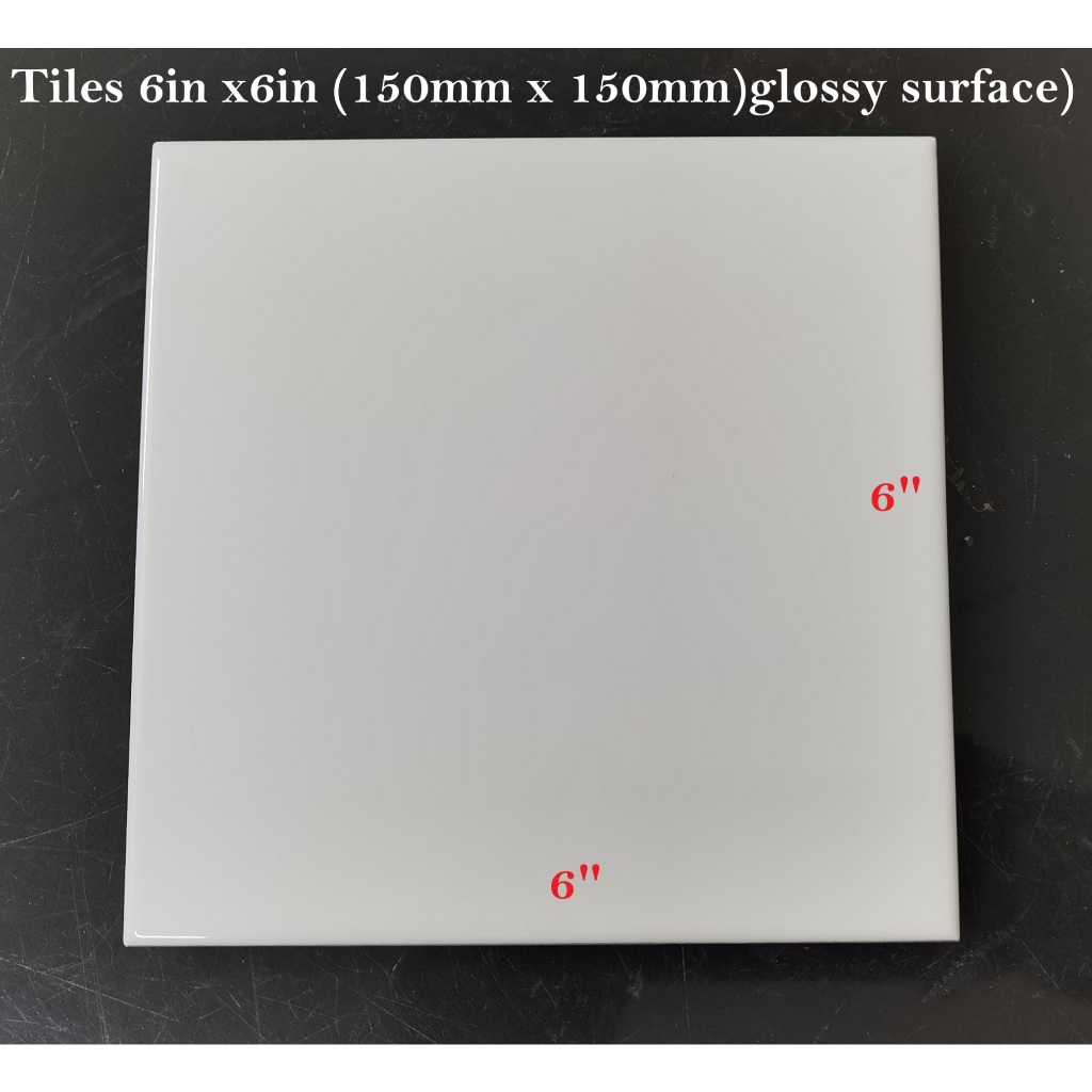 TILES PLAIN 6" X 6" (150mm x 150mm) White Tiles - Jubin Putih (5mm ...