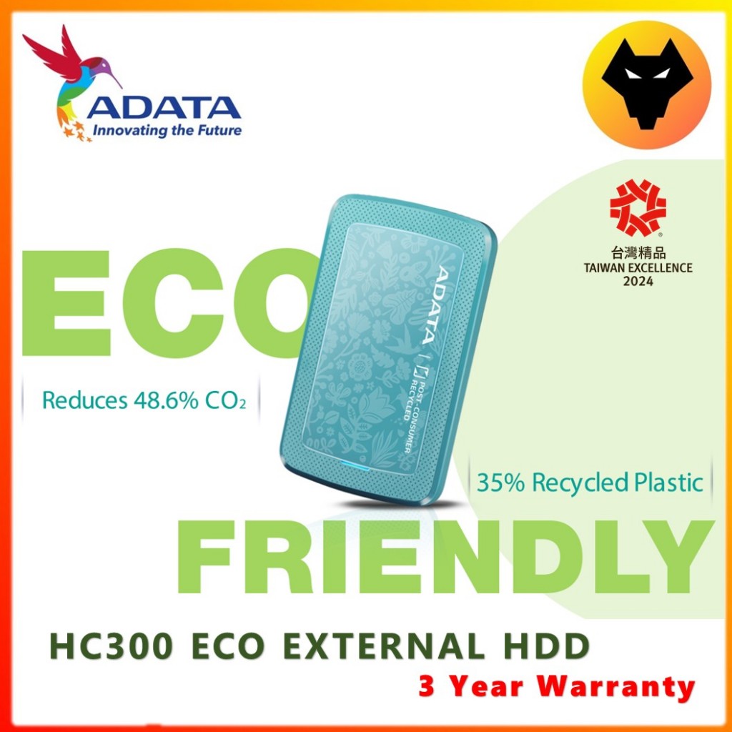 ADATA Portable External HDD HC300 ECO 1TB 2TB | Shopee Malaysia