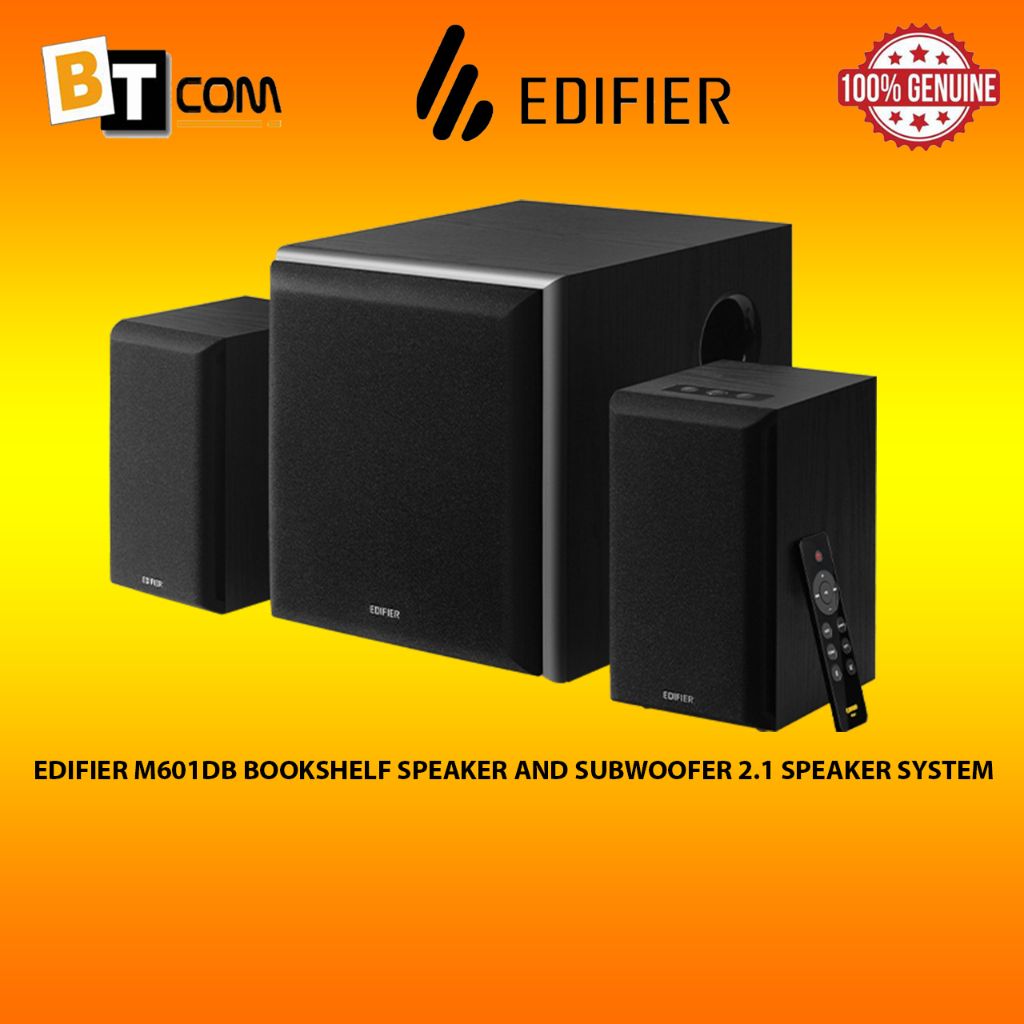 Edifier M601DB Bookshelf Speaker and Subwoofer 2.1 Speaker System ...