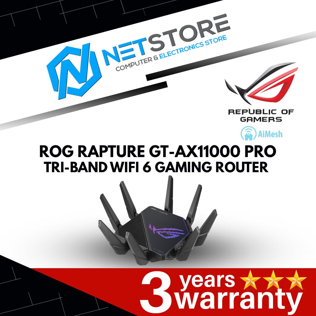 ASUS ROG RAPTURE GT-AX11000 PRO TRI-BAND WIFI 6 GAMING ROUTER | Shopee ...