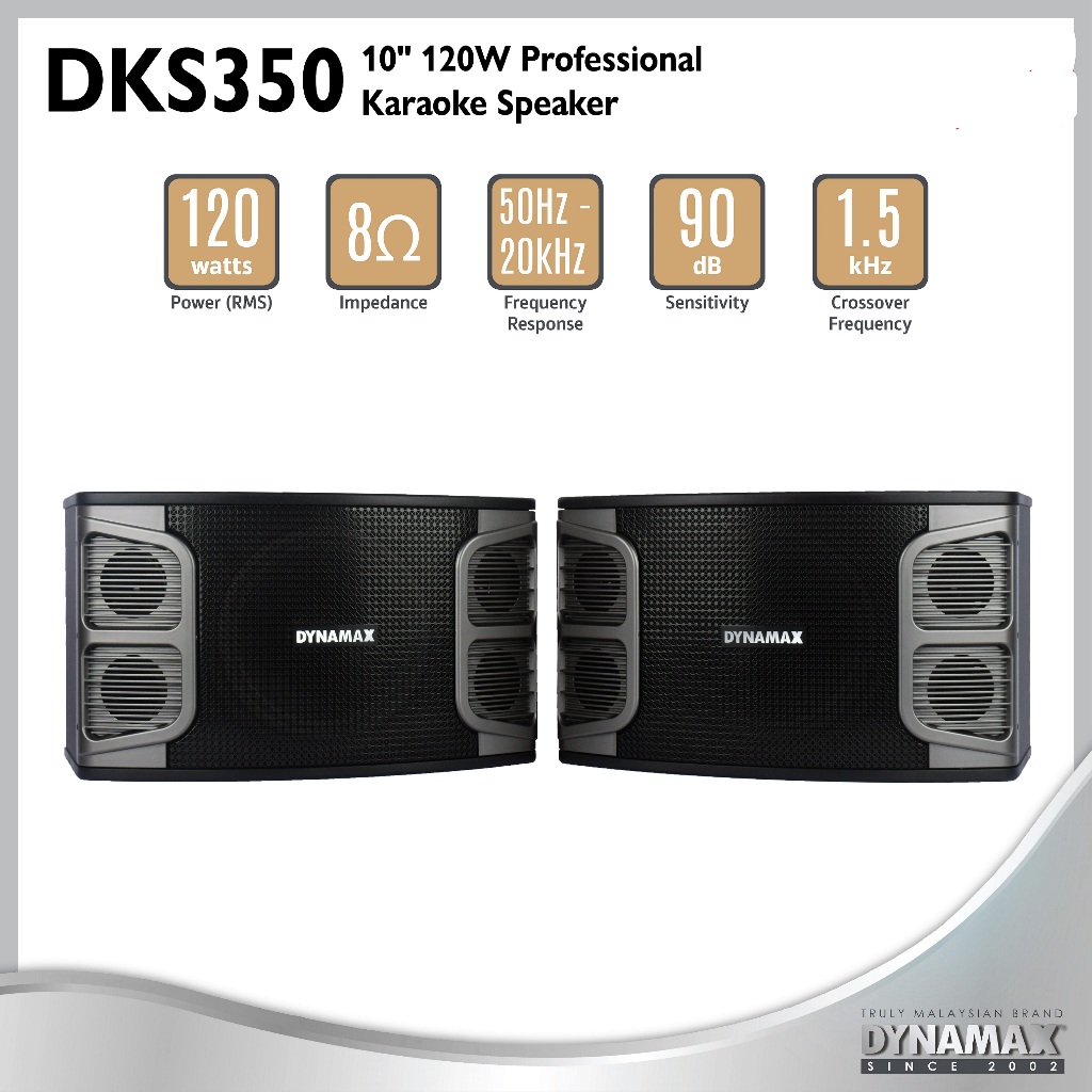 DYNAMAX DKS350 / DKS355 10" 120W Professional Karaoke Speaker System (1 ...