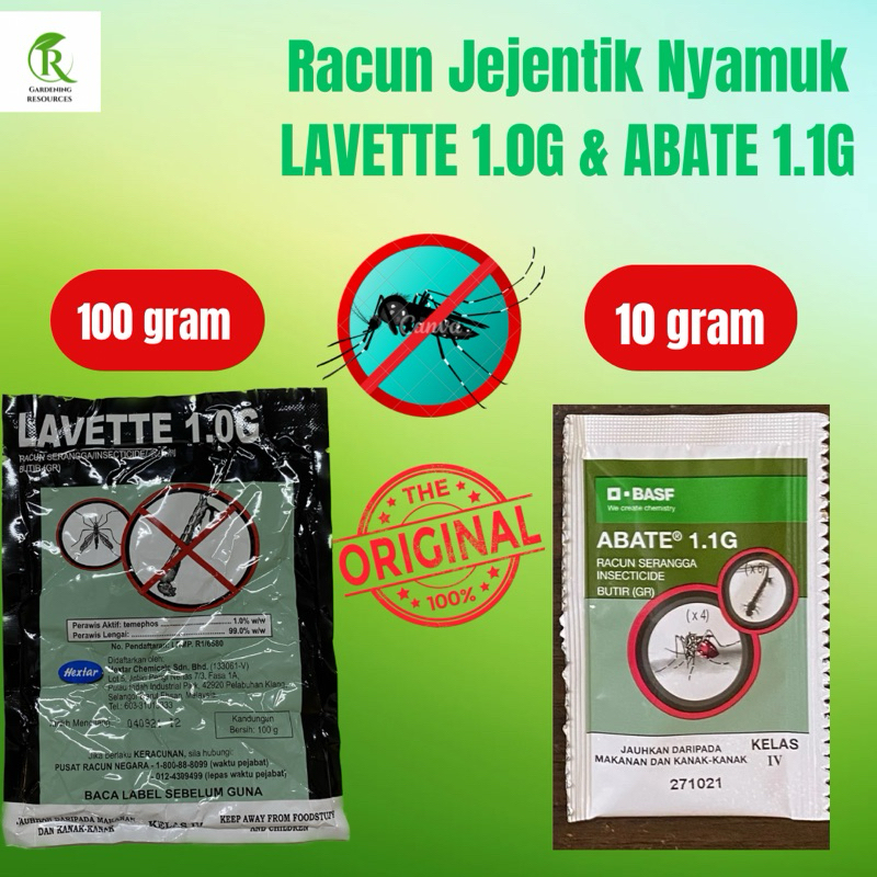 Lavette 1.0G 100 Gram & BASF Abate 1.1G 10 Gram Ubat Racun Jejentik ...