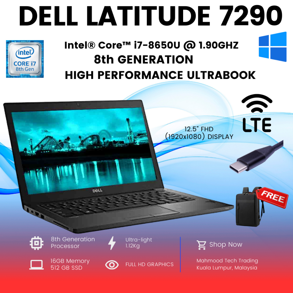 DELL LATITUDE 7290, 7280, 7270 TOUCH SCREEN CORE I7 8TH GENERATION ...