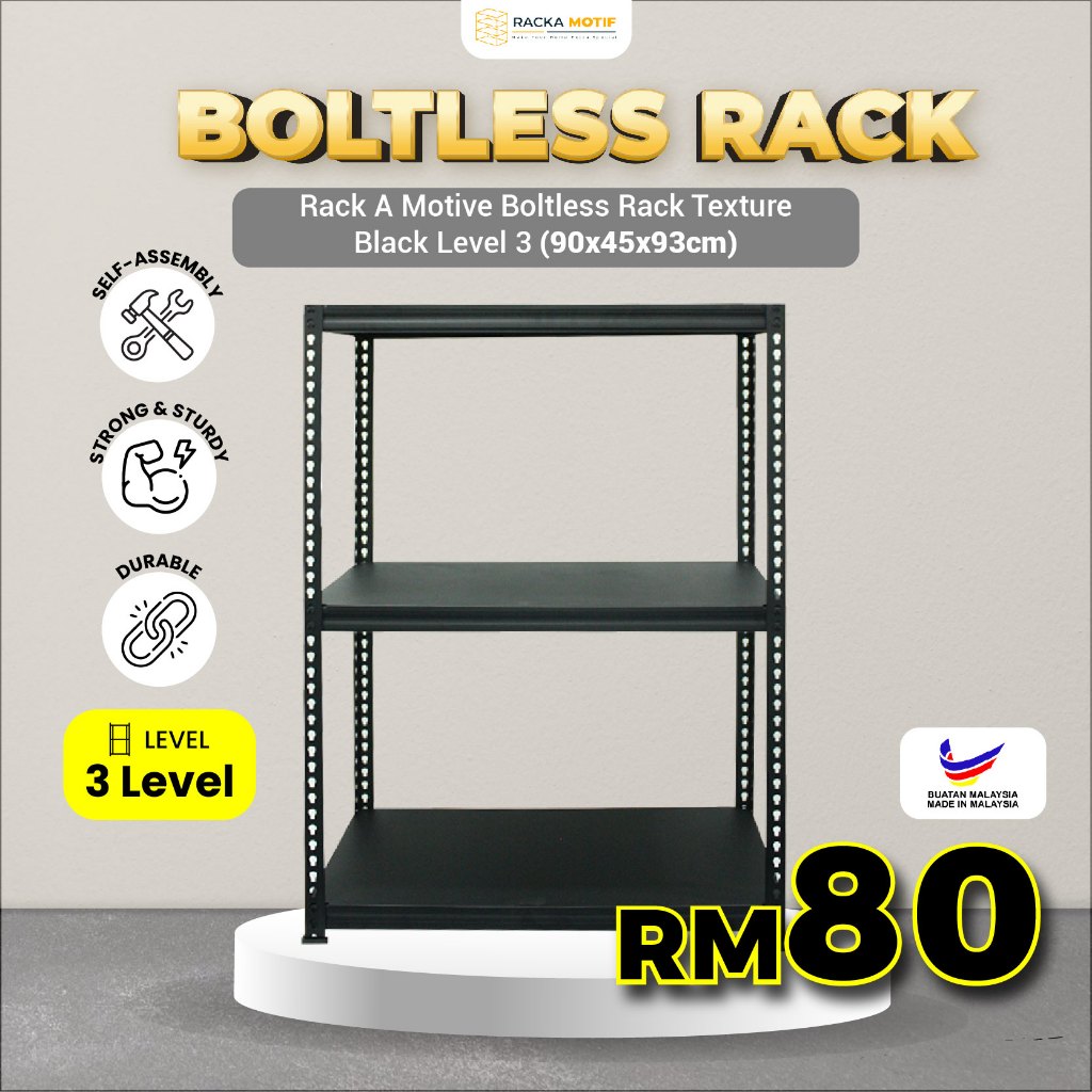 Rack A Motive Boltless Rack Texture Black Level 3 Boltless Rack Storage ...