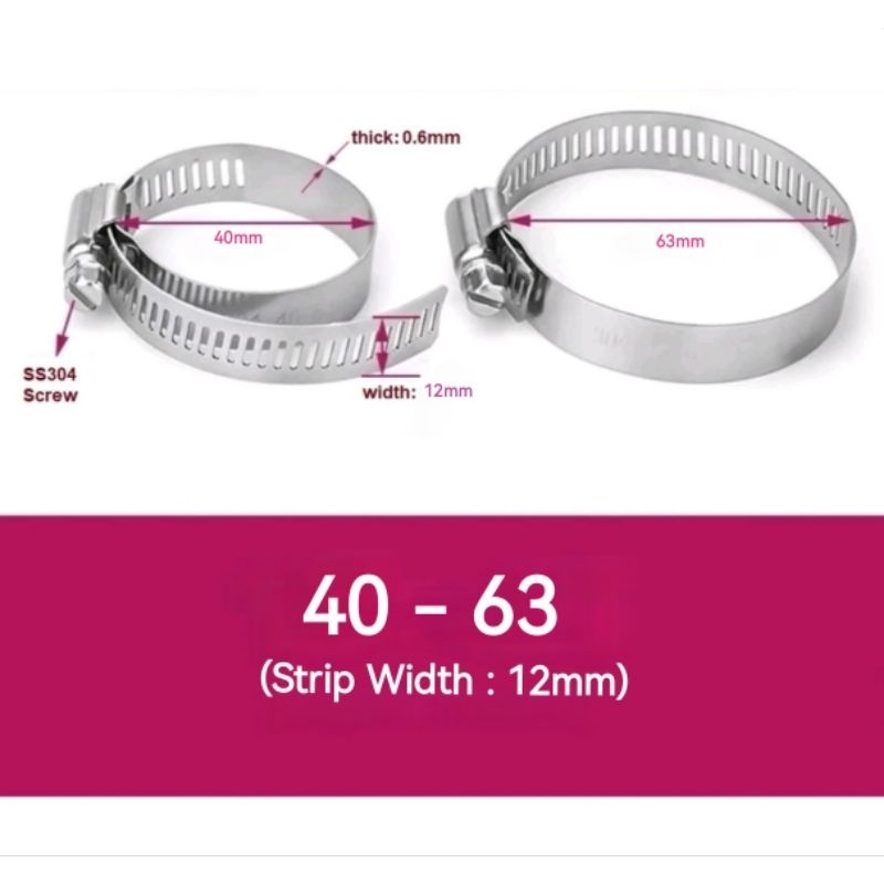 100 Stainless Steel Hose Clip Hose Clamp Stainless Steel Klip Samco