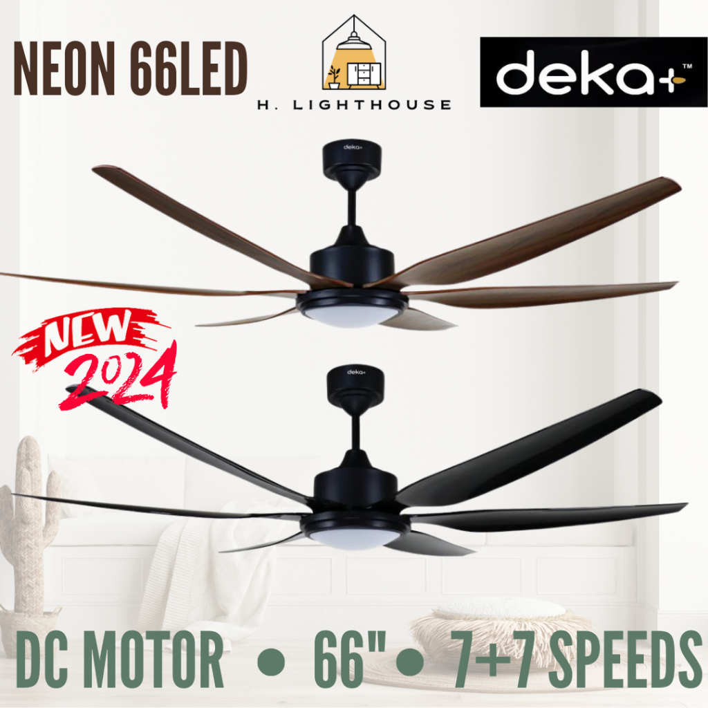 DEKA+ Neon 66” Black Dark Wood 6 Blade DC motor Remote Control Ceiling ...
