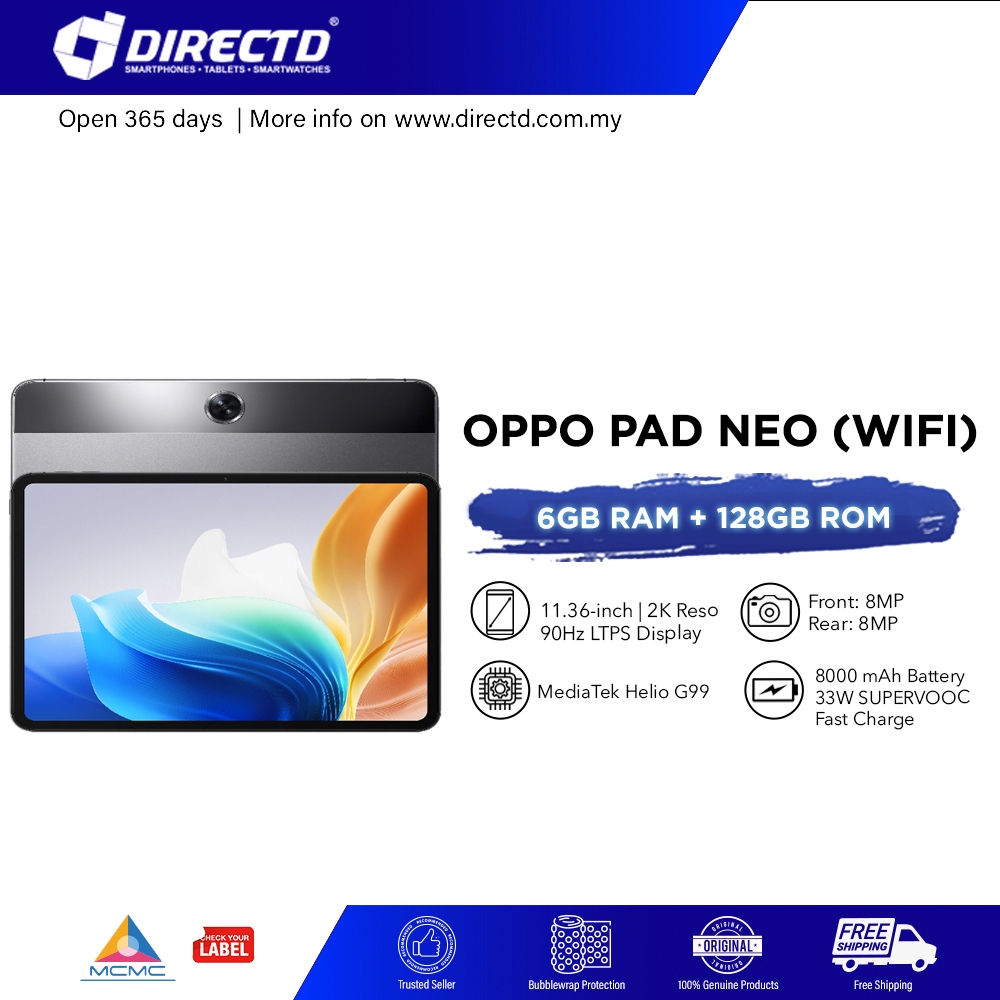 OPPO Pad Neo Tablet WiFi / LTE [6GB/8GB RAM | 128GB ROM] | Shopee Malaysia