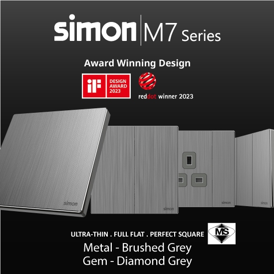 SIMON[European Brand] M7 Series Brushed Grey & Diamond Grey Switch / Switches & Socket Outlet 1 ...