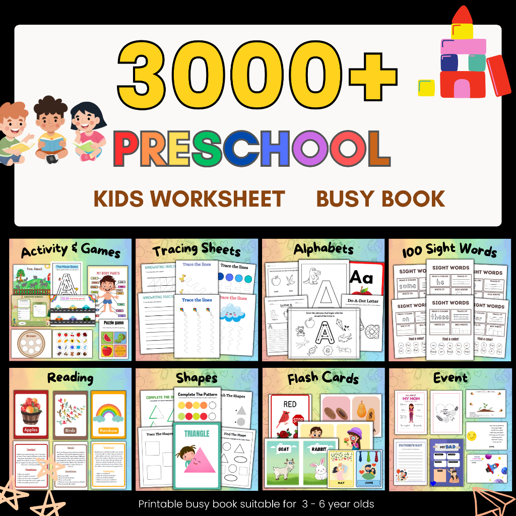 3000+ Preschool Kids Worksheets Busy Book Printable Preschool Activiti ...