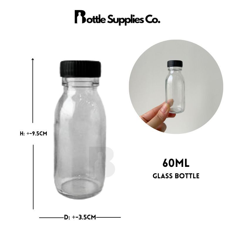 Botol Viral 60ml Botol Kaca Mini/ 60ml Clear Glass Round Bottom Bottle ...