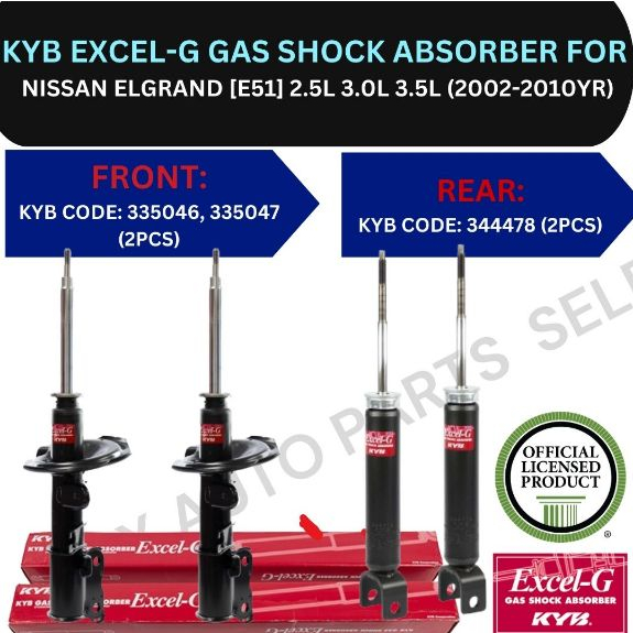 KYB GENUINE ABSORBER (FRONT, REAR) FOR NISSAN ELGRAND [E51] 2.5L 3.0L 3 ...