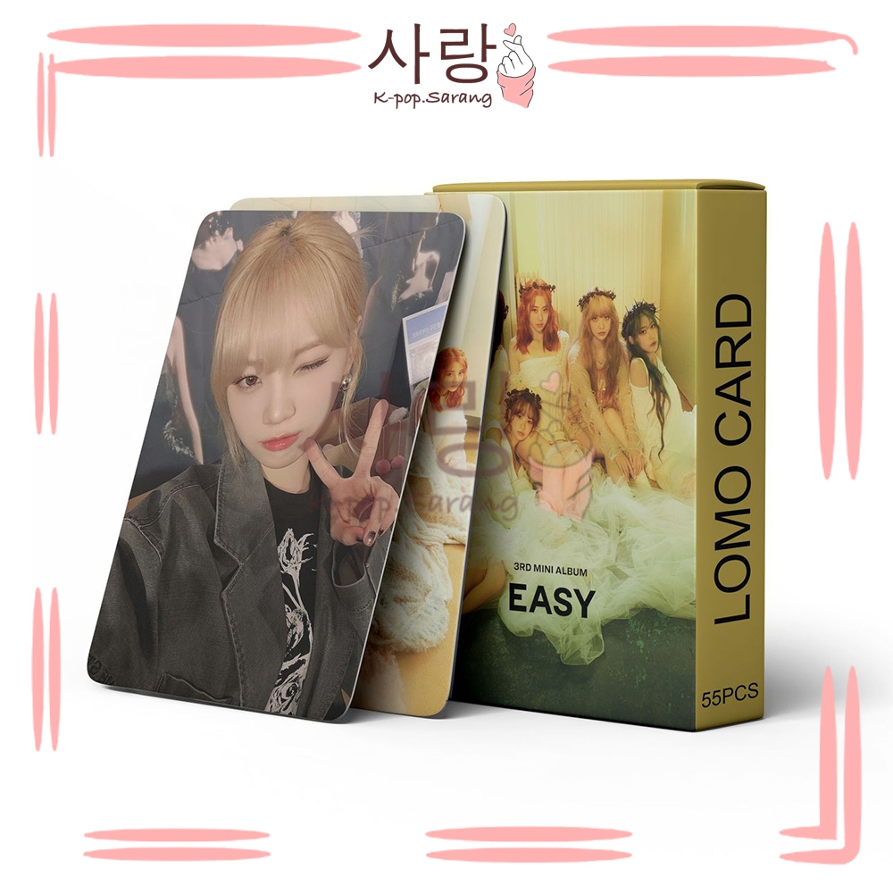 55pcs LE SSERAFIM《EASY》Yellow Group LOMO Card Set Collection Kpop Chaewon Sakura Kazuha Eunchae ...