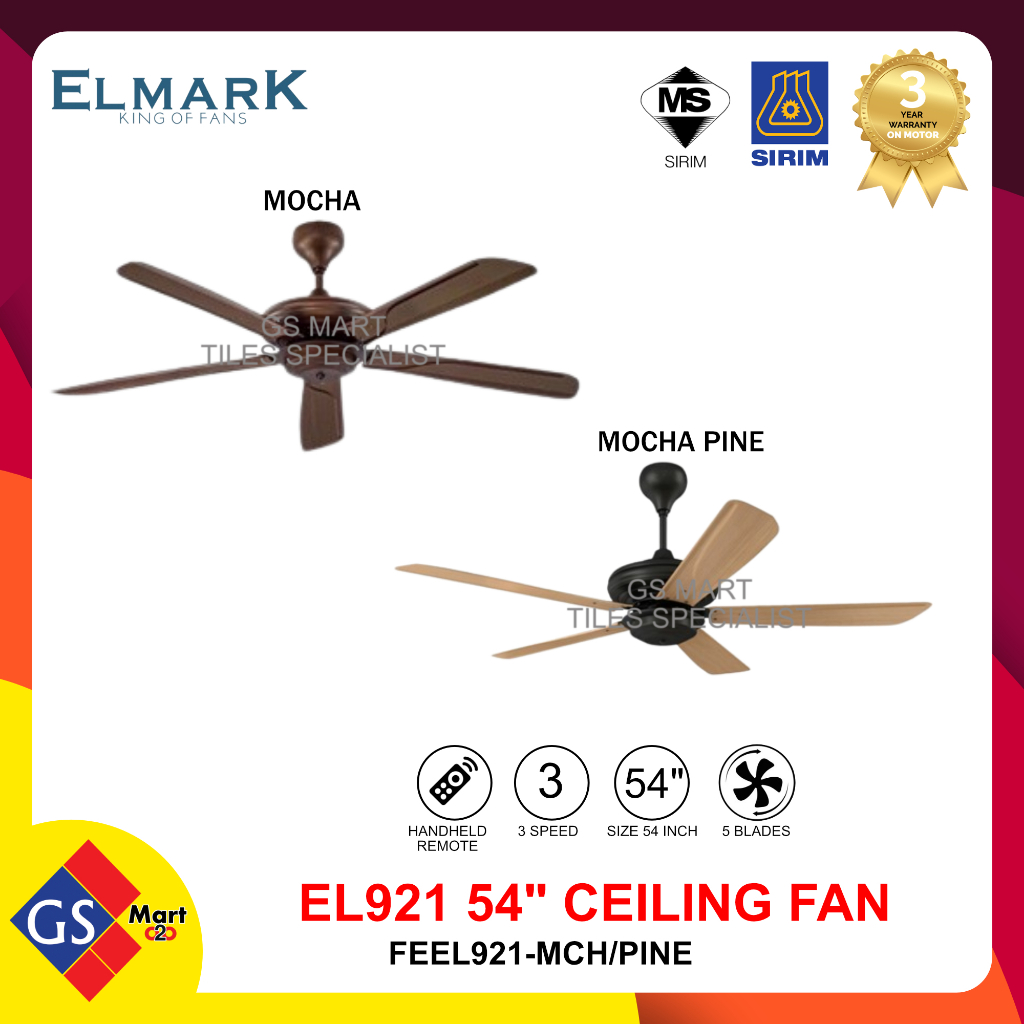 [1 UNIT] ELMARK 921 54 INCH 3 SPEED REMOTE CONTROL CEILING FAN/ KIPAS ...