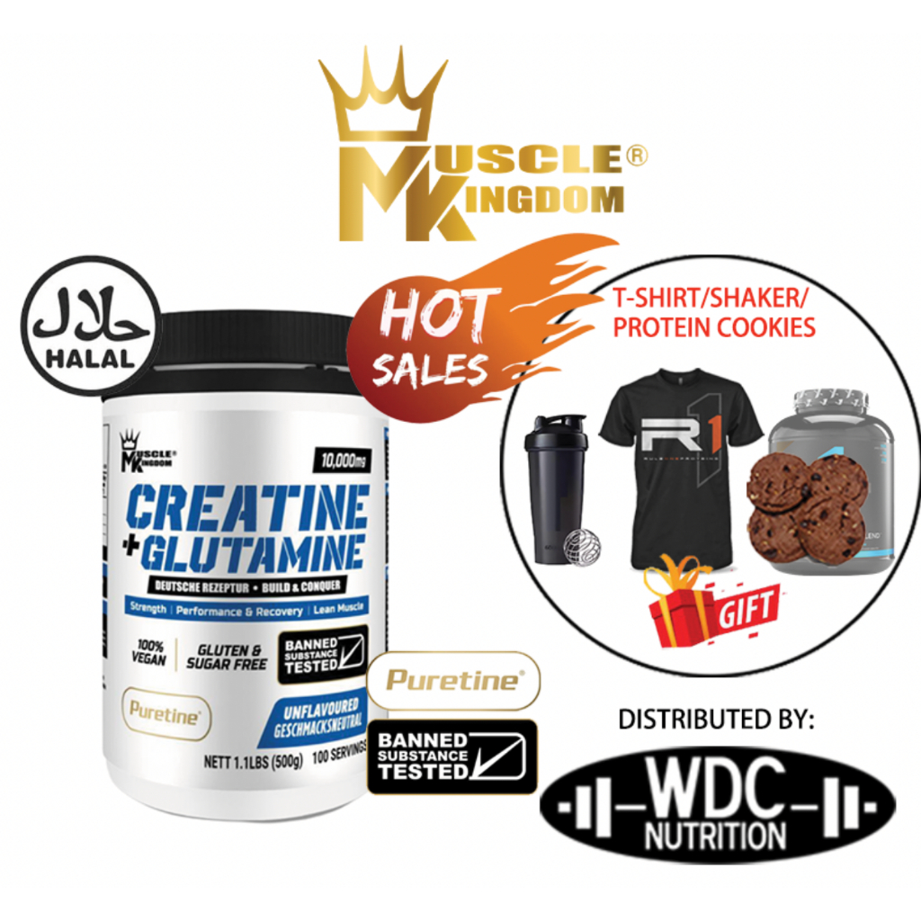 Muscle Kingdom Creatine Monohydrate + Glutamine 500 g (100 serving ...