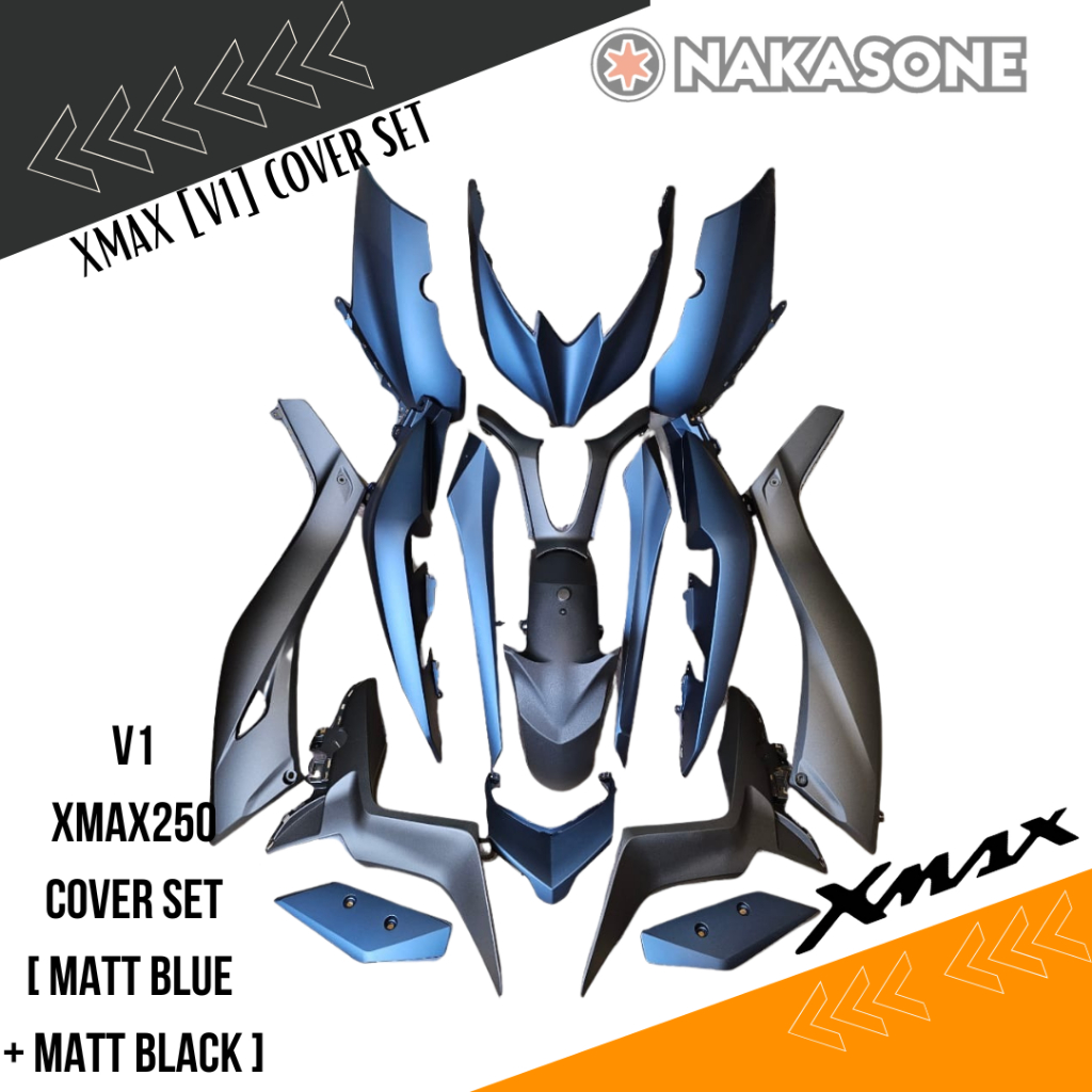 YAMAHA XMAX 250 [V1] COVER SET BODY SET [MATT BLUE + MATT BLACK ...
