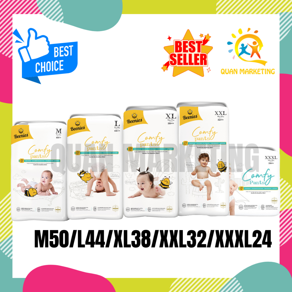 Beenies Comfy Pants 1 Packs - M50/L44/XL38/XXL32/XXXL24 | Shopee Malaysia